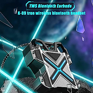 Geva K89 Wireless Earbuds, True TWS Bluetooth 5.3 Headphones Hi-Fi Premium Sound Earphones,Ipx5 Waterproof, CVC8.0 in-Ear Built-in Mic Dual-Mode in-Ear Futuristic Dynamic Style Gaming Earbuds