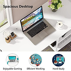 Tribesigns Modern L-Shaped Desk with Storage Shelves, 360°Rotating Desk Corner Computer Desk Study Writing Table Workstation with Open Shelves for Home Office, High Glossy Finish (White)