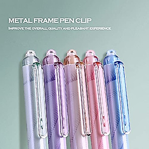 DUNBONG Retractable 0.5mm Porous Point Pen, metal clip, non-slip pen holder, Black ink gel pens, Box of 6 Pens (6)