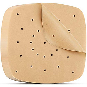 200pcs Square 8.5 inch air fryer parchment paper liners,perforated parchment paper for air fryer,ovens & microwaves or 8-9 inches bamboo or metal steamers. (Yellow - 200Pcs)