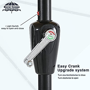 MASTERCANOPY Patio Umbrella with 32 Solar LED Lights -8 Ribs (9ft,Orange)