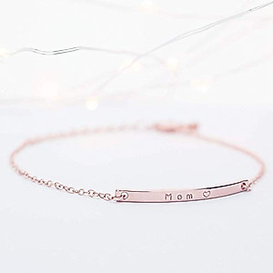 16K Gold Your Name Bar Bracelet - Personalized gift Gold Plated bar Delicate Hand Stamp Best bridesmaid Wedding Graduation Gift