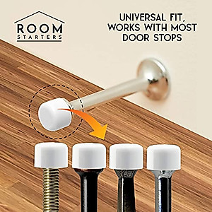 Door Stop Bumper Tips - 20 Pack White Silicone Rubber Replacement Stopper Ends with Universal Fit by ROOM STARTERS