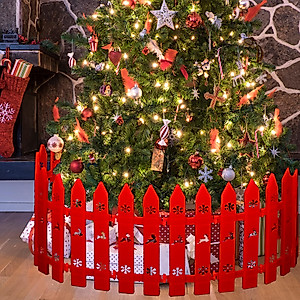 30 Pieces Christmas Tree Fences Thick Plastic Picket Fence Christmas Tree Fences Mini Fence Decoration for Home Garden Christmas Wedding Party, 12 Inches (Red)