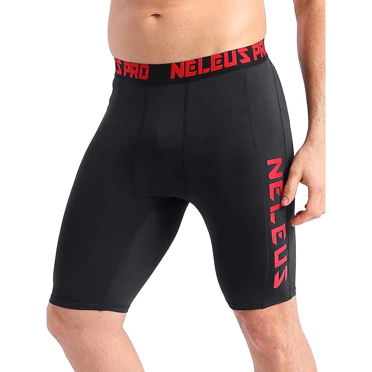 NELEUS Men's Compression Shorts with Pockets 3 Pack,6064,Black/Black/Black,US L,EU XL