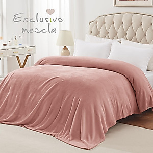 Exclusivo Mezcla Fleece Blanket Twin Size for Bed, Super Soft and Warm, All Season Use, Cozy, Plush, Lightweight, 60x80 Inches Dusty Pink
