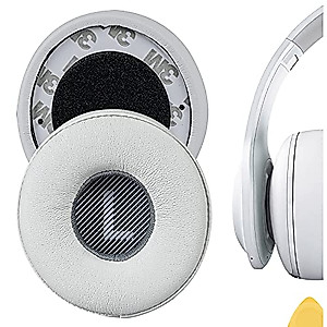 Geekria QuickFit Protein Leather Replacement Ear Pads for JBL Everest 300, V300BT Headphones Ear Cushions, Headset Earpads, Ear Cups Repair Parts (White)