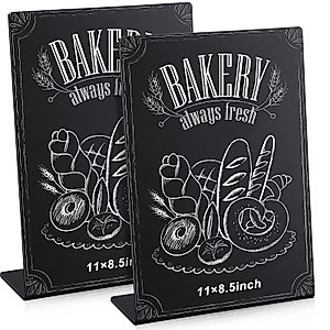 Sherr 2 Pieces 11 x 8.5 Inch Food Chalkboard Signs Small Chalkboard Labels with Stand Acrylic Table Sign Board Menu Blackboard Display for Restaurant Wedding Party Buffet