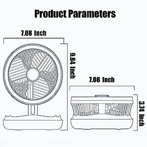 UBEFANS Table Fan, Rechargeable Battery Powered Desk Fan, 90° Multifunctional Foldable Ultra Quiet 4 Speed Lightweight, Portable Air Circulation Fan with Hook, Wall Fan for Bedroom Home Desktop