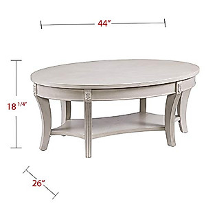 SEI Furniture Laverly Traditional Oval Coffee Table, Distressed Whitewash