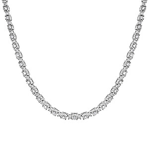 Beyond Brilliance Tennis Necklaces for Women - 1.00 Carat Illusion Set Round Cut Diamond Tennis Necklace in Sterling Silver | Fine Jewelry for Her| Gift Box Included