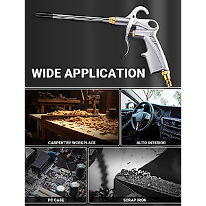 Heavy Duty Air Blow Gun Air Nozzle Blow Gun, Air Blower for Compressor with Bigger Pipe & Extended Nozzle, Pneumatic Air Compressor Accessories Tool for Car Detailing/Industrial Household Cleaning
