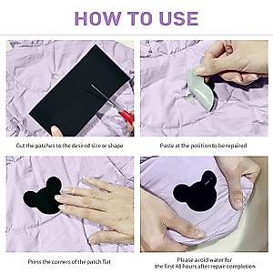 Azobur 6-Pack Nylon Repair Patch Self Adhesive Vinyl Outdoor Camping Gear Repair Kit,Waterproof Fabric Repair Patches for Down Jacket, Tent, Sleeping Bag （Black）