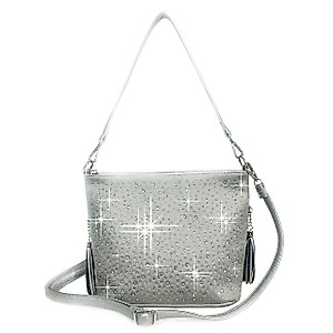 Zzfab Star Sparkling Rhinestones Crossbody Bag Pewter