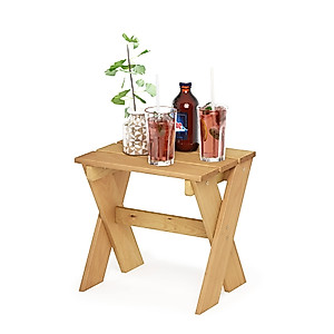 Furinno Tioman Outdoor Side Table Flower Stand, Pine Wood