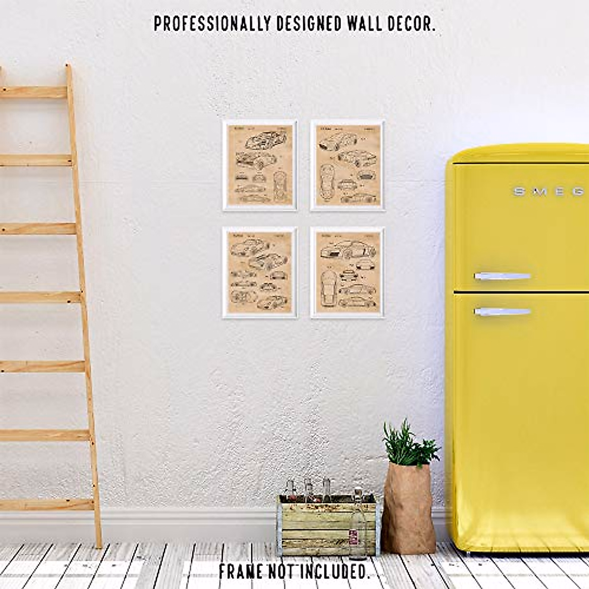 Classic Cars Collection Patent Prints, 4 (8x10) Unframed Photos, Wall Art Decor Gifts Under 20 for Home Office Man Cave College Student Teacher F1 McLaren Aston Martin Audi Porsche Team Racing