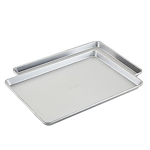 Anolon Pro Aluminized Steel Bakeware Half Sheet Baking Set/Cookie Pans, Two 13-Inch x 18-Inch, Silver