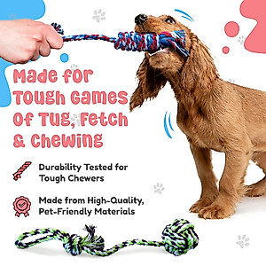 Pacific Pups Products for Dogs - Dog Toys for Aggressive Chewers, 11 Heavy Duty Dog Chew Toys for Aggressive Chewers, Cotton Puppy Chew Toys for Teething, Dogs Toys, Benefits Non-Profit Dog Rescue