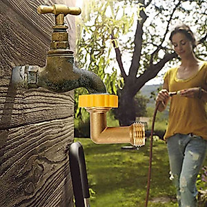 Minimprover Lead-Free Brass 90 Degree Hose Saver Hose Elbow Fitting Quick Swivel Connect Adapter Thread Size 3/4" Connectors