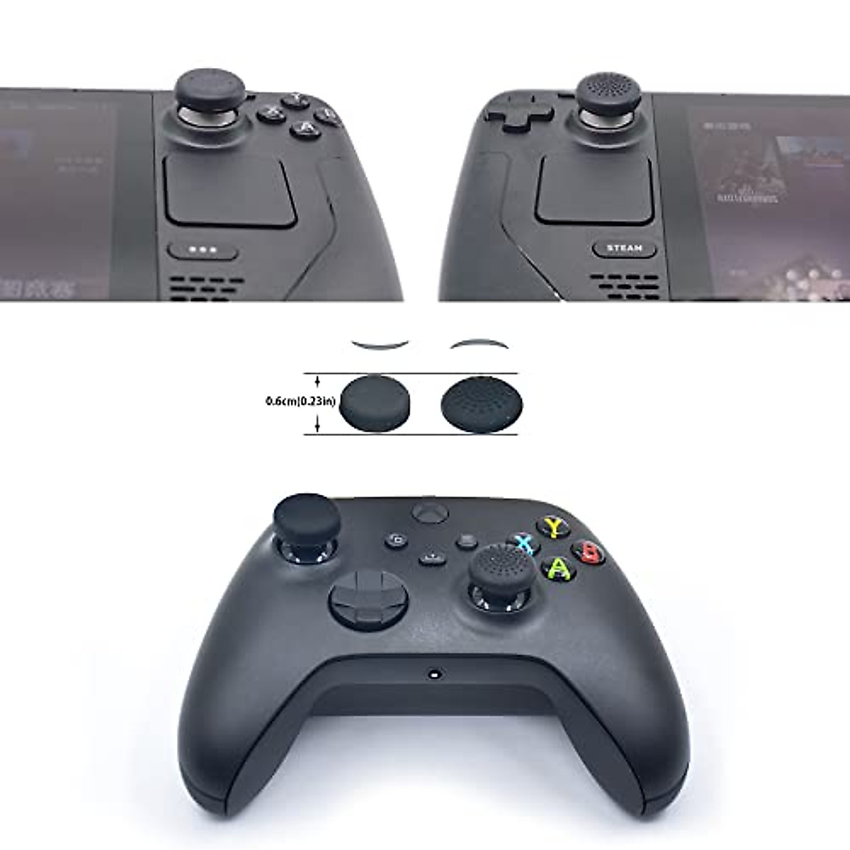 ZHI-NYLLDJS FPS Thumb Grip Caps Set for Steam Deck Silicone Thumbsticks Grips Joystick Caps for Steam Deck,for Xbox One (Series X, S) Controller Stick Caps(8pcs) Precision Rings(4pcs)