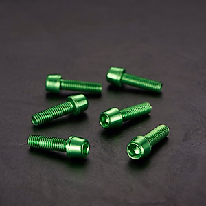 Bicycle Stem Bolts Color Tapered Head Bolt with Washer Screw M5x18mm for Road Bike,MTB,BMX,Folding - 6Pcs (Green)