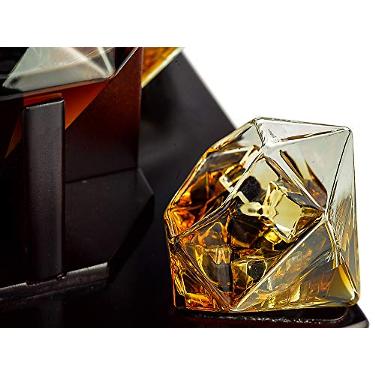 Set of 4 Diamond Whiskey & Wine Glasses 10oz - Wine, Whiskey, Water, Diamond Shaped, Diamonds Collection Sparkle Patented Wine Savant - Stands Alone, Or on Stand