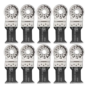 Fein StarLock E-Cut Standard Oscillating Saw Blade - Medium Waisted Shape 1-3/8" Width for All Wood, Drywall and Soft Plastics - Fits Most Multitools - 10-Pack - 63502133290