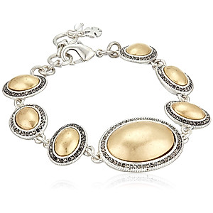 Lucky Brand Women's Pave Gem Link Bracelet, Two Tone, One Size