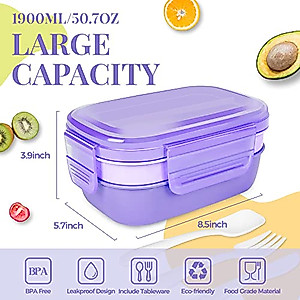 MKAVOE Bento Box Adult Lunch Box, 3-in-One Stackable Bento Lunch Box for Kids/Adults, 8 Compartments & Utensil Set Lunch Box Kids, Leak-Proof Bento Boxes for Work, Picnic, School