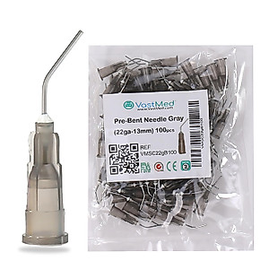 100PCs Dental Grade 22G Pre Bent Flow Dispensing Etch Tips by VASTMED | Blunt Tip Dispensing Disposable Oral Irrigation Tips for Multi-Use