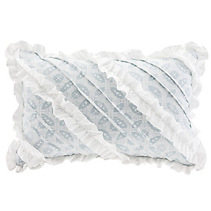 HGB Madison Park Shabby Chic Paisley Periwinkle and Green Soft Blue Dawn Bedding Queen Comforter with Lace and Ruffles (9 Piece in Bag)