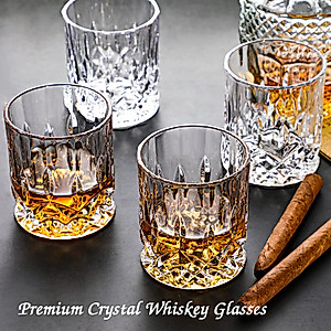 HOHY Whiskey Glasses Set of 4, Old Fashioned Glasses, Bourbon Glasses, 11 oz Thick Bottom Old Fashioned Whiskey Glasses for Men, Premium Whiskey Gifts for Bourbon, Scotch, Cocktail.