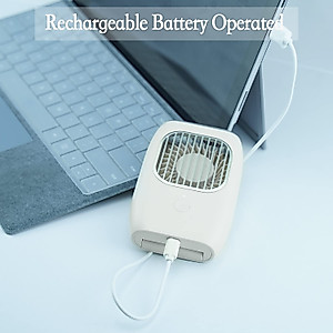 Oirznnd Necklace fan Hands free Personal Fan, Rechargeable Battery Operated Portable Hanging Neck fan with an Adjustable Lanyard for Women Kids Girls Men Outdoor Travel Camping Park, White