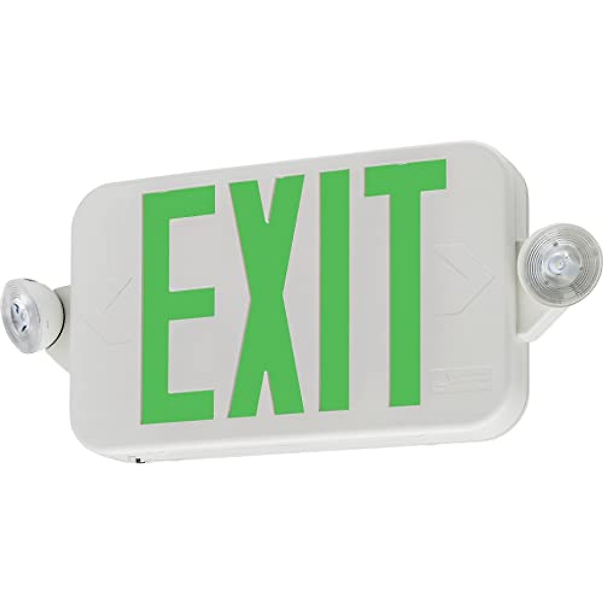 Lithonia Lighting ECRG HO RD M6 LED Emergency Light/Exit Combo, Red/Green Switchable, High Output Battery, with 2 Round LED Lights, White