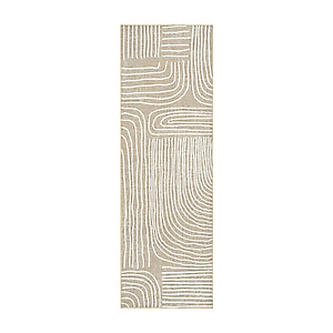 Phantoscope Hallway Runner Rug 2'x6'-Long Rug Runner Boho Washable Striped Design Non-Slip Carpet for Kitchen Entryway Laundry Bedroom,Ultra-Thin Multi-Line Modern Accent Rug,Light Beige/Multi Line