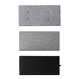 Otto & Ben 30" Storage Ottoman with SMART LIFT Top, Upholstered Tufted Bench, Foot Rest, Light Grey