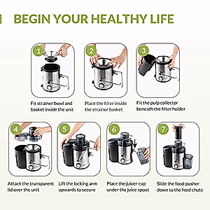 Juicer, Easehold Juicer Machines, Vegetable and Fruit Centrifugal Juicer, 600W Juice Extractor, 2-Speed Setting, Anti-Drip with Juice Jug and Pulp Container