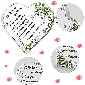 SigMntun Best 30th Anniversary Wedding Gifts for Couple, Parents - Anniversary Decorations and Marriage Gifts for Precious Moments, Card Included - A+ Class Clarity Crystal Heart