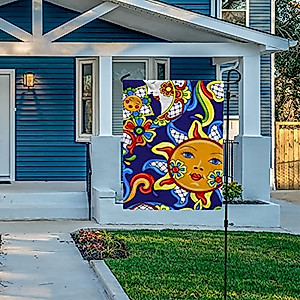 ZHONGJI Garden Flag Yard Flag Mexican Talavera Cute Pattern Blue Vertical Double Sided Design Seasons Holidays Yard Outdoor Polyester 12x18 Inch