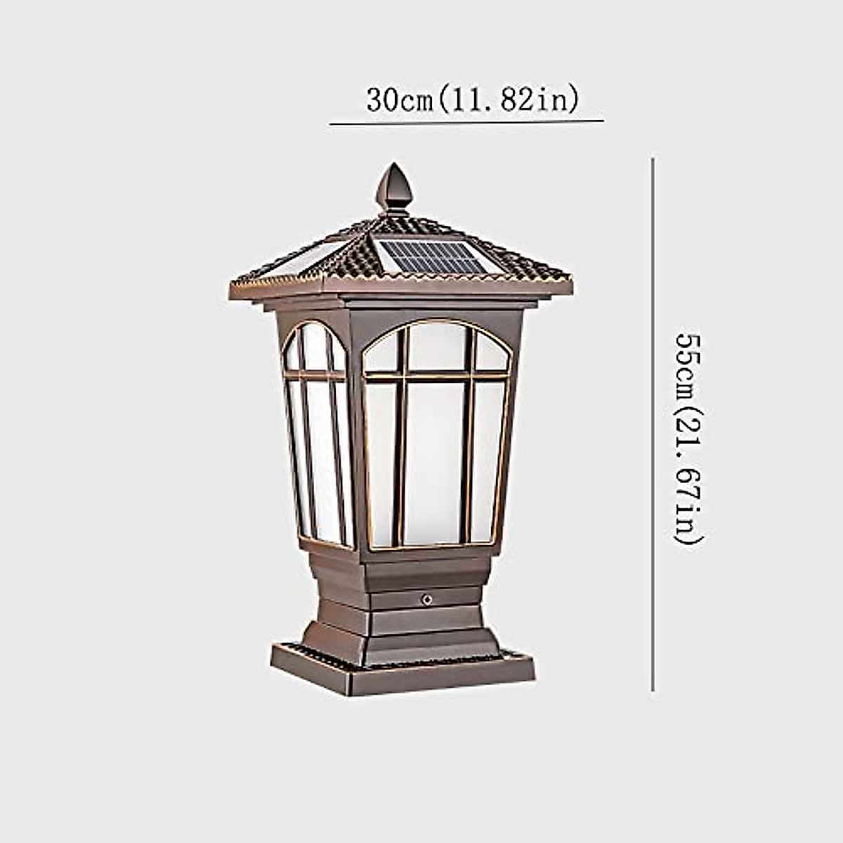 Post Lights Outdoor Simple Metal Solar Post Light IP55 Outdoor Waterproof Wall Post Light Control Villa Garden Pillar LED Night (B) ()