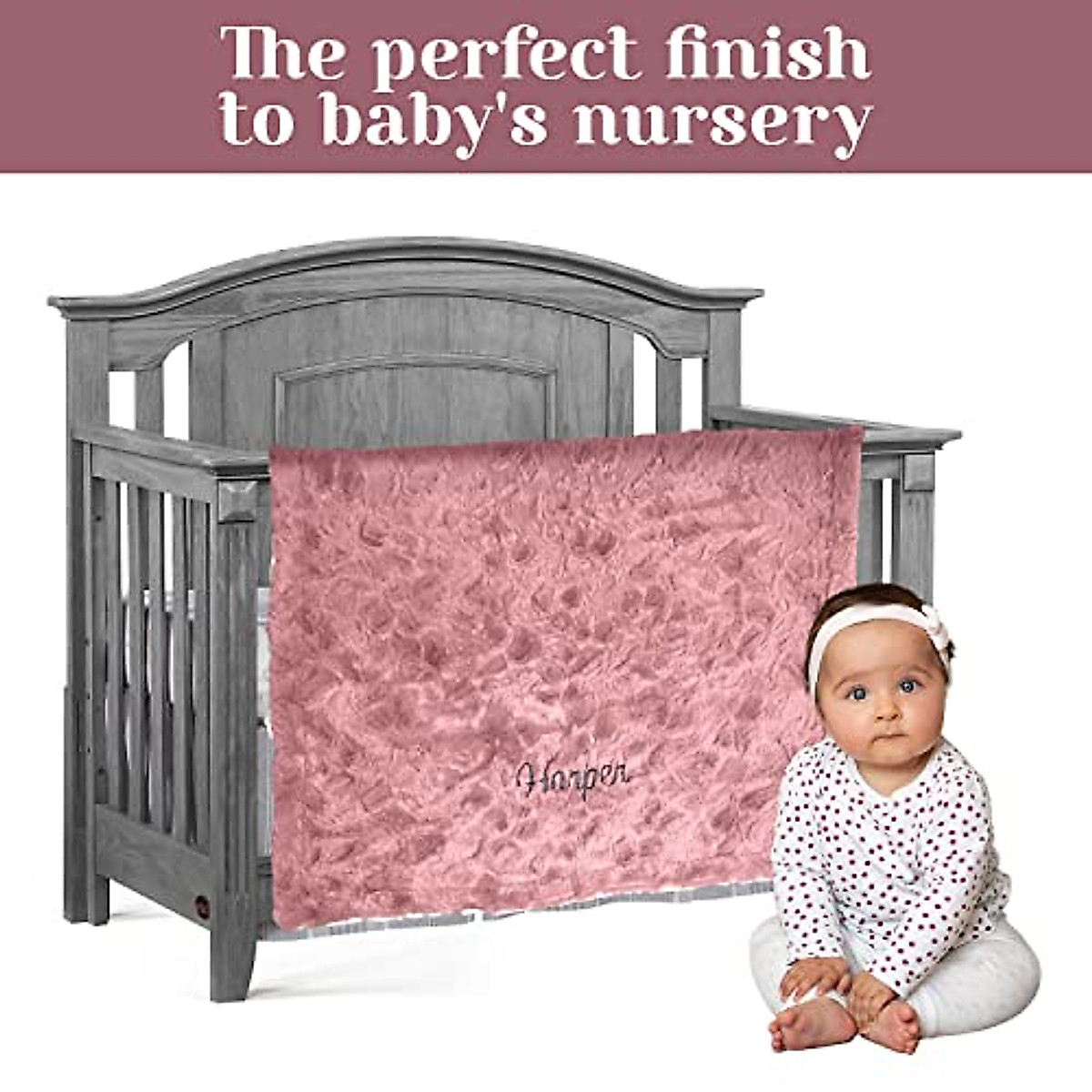 berry bebe Luxury Receiving Blanket, Personalized Baby Blankets, Personalized Baby Gifts, Boutique Style for Girl Size 27x40 Inch (Mauve)