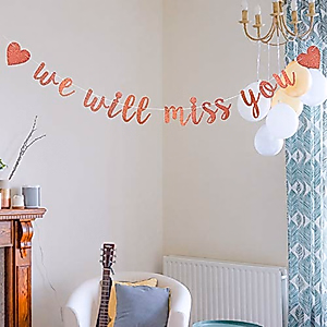 Rose Gold Glitter We Will Miss You Banner--Retirement Party Decorations Sign-Going Away Party Decor-Farewell Party Decorations-Office Work Party Decorations