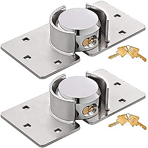 osea 2 Pack Van Door Padlock Heavy Duty Solid Steel Hasp 73MM Garage Shed Door Lock Security Padlock Nut with 4 Keys for Trucks, Gates, Vans and Vending Machines (A)