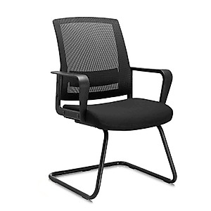 CLATINA Waiting and Guest Chairs for Conference Room with Lumbar Support and Mid Back Mesh Space Air Grid Series Black 1 Pack