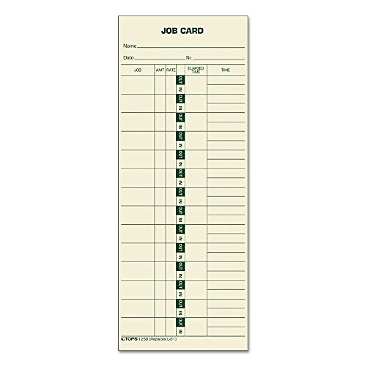 Tops 1258 Time Card for Cincinnati Lathem Simplex Job Card 1-Sided 3-1/2 x 9 500/Box