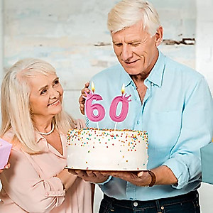 3 Inch Birthday Number Candle, 3D Number Candle with Crown Decor Large Cake Topper Number Candles for Birthday Cakes Wedding Anniversary Graduation Festival Party (Pink, 0)