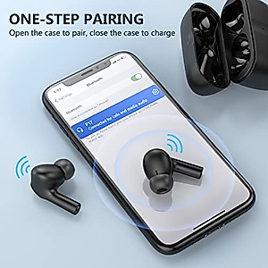 slitinto Bluetooth Headphones, Noise Cancelling Wireless Earbuds, Touch Control in-Ear Headphones, IPX7 Waterproof Bluetooth 5.0 Stereo Earphones, Immersive Sound Premium Deep Bass Headset