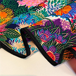 Weximil 100% Mulberry Silk Neck Scarf - 21'' x 21'' Lightweight Neckerchief - Women Men Small Square Digital Printed Scarves Gift Packed （Blue-black）