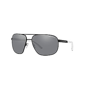 A|X ARMANI EXCHANGE Men's AX2040S Pilot Sunglasses, Light Grey Mirrored Black, 64 mm