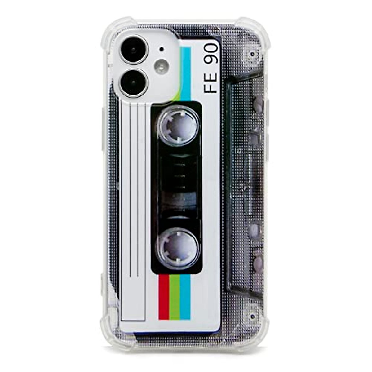 FAteamll Case for iPhone 12 Mini, Matte Finish Heavy Duty Soft Back Cover with Reinforced Corners TPU Soft Bumper Retro Cassette Tape Case Compatible with iPhone 12 Mini 5.4 Inch 2020 Released